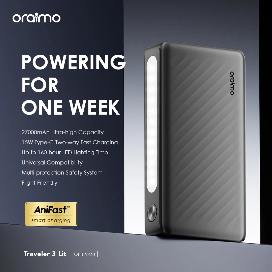 ORAIMO Traveler 3 Lit (OPB-P1270) 27000mAh 15W Power Bank – 3chub